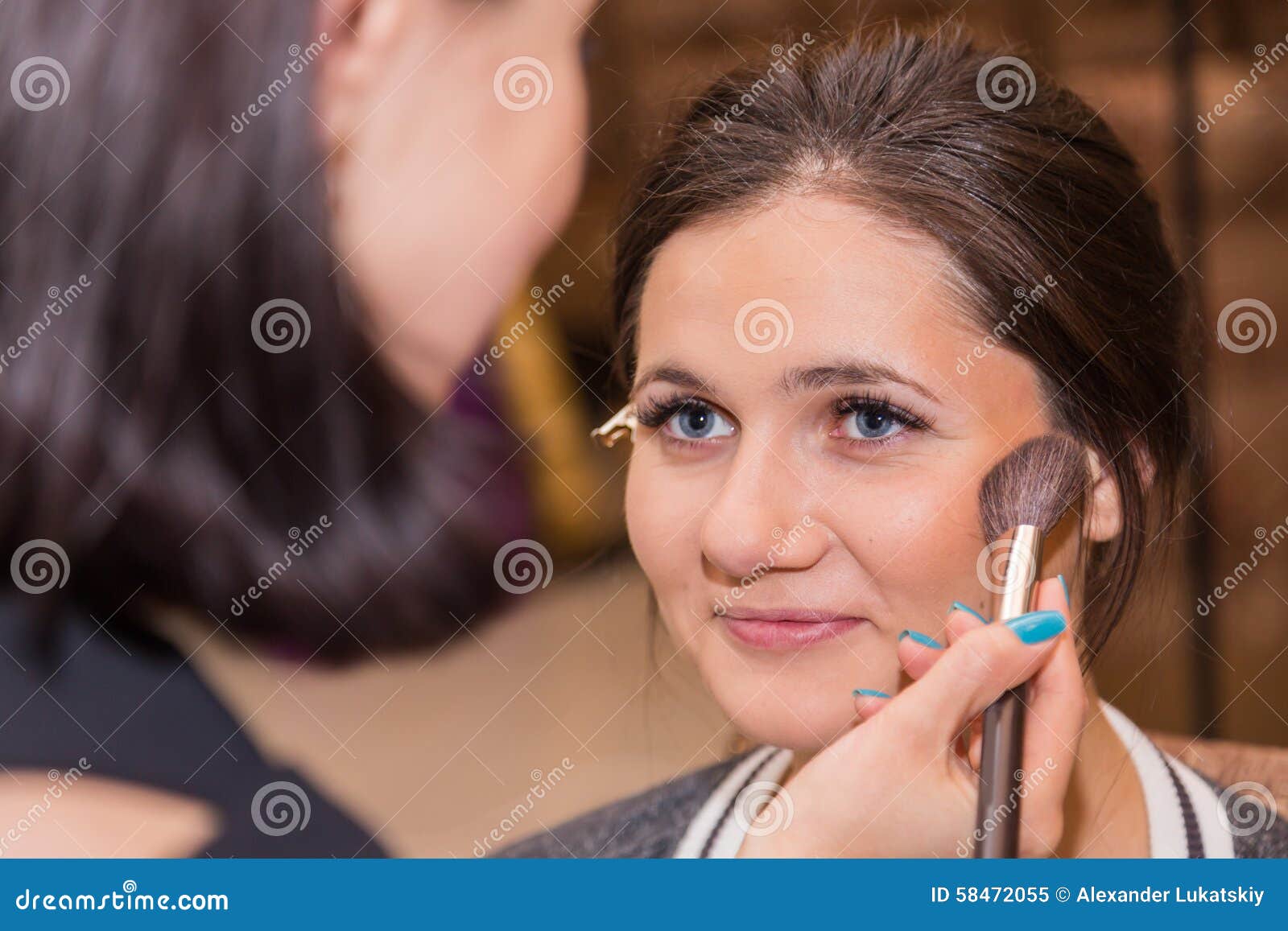 Make-up Artist Puts Make-up on Model Editorial Image - Image of eyelash ...