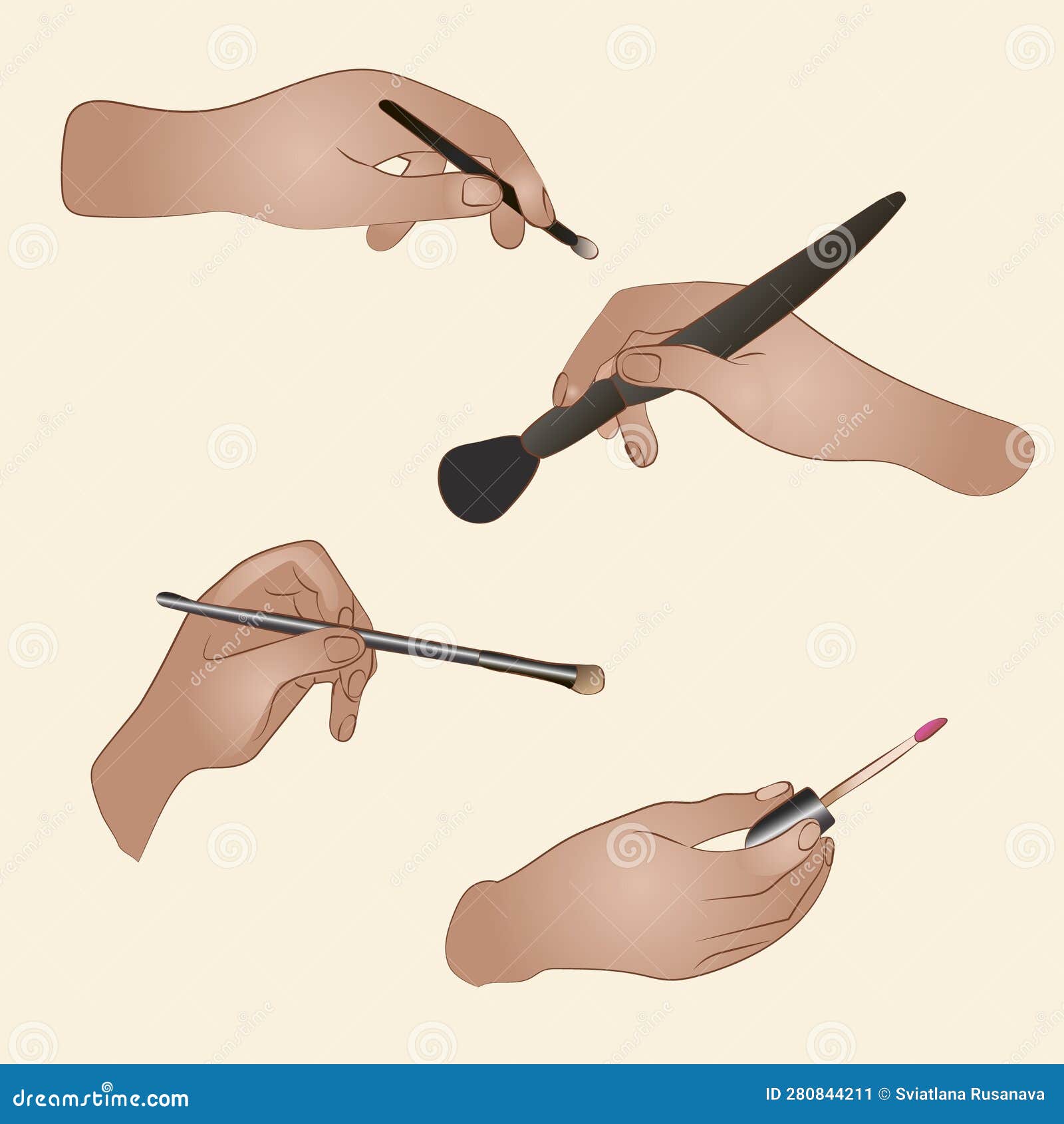 Make-up Artist S Hands with Elements, Objects in Their Hands. Hands ...