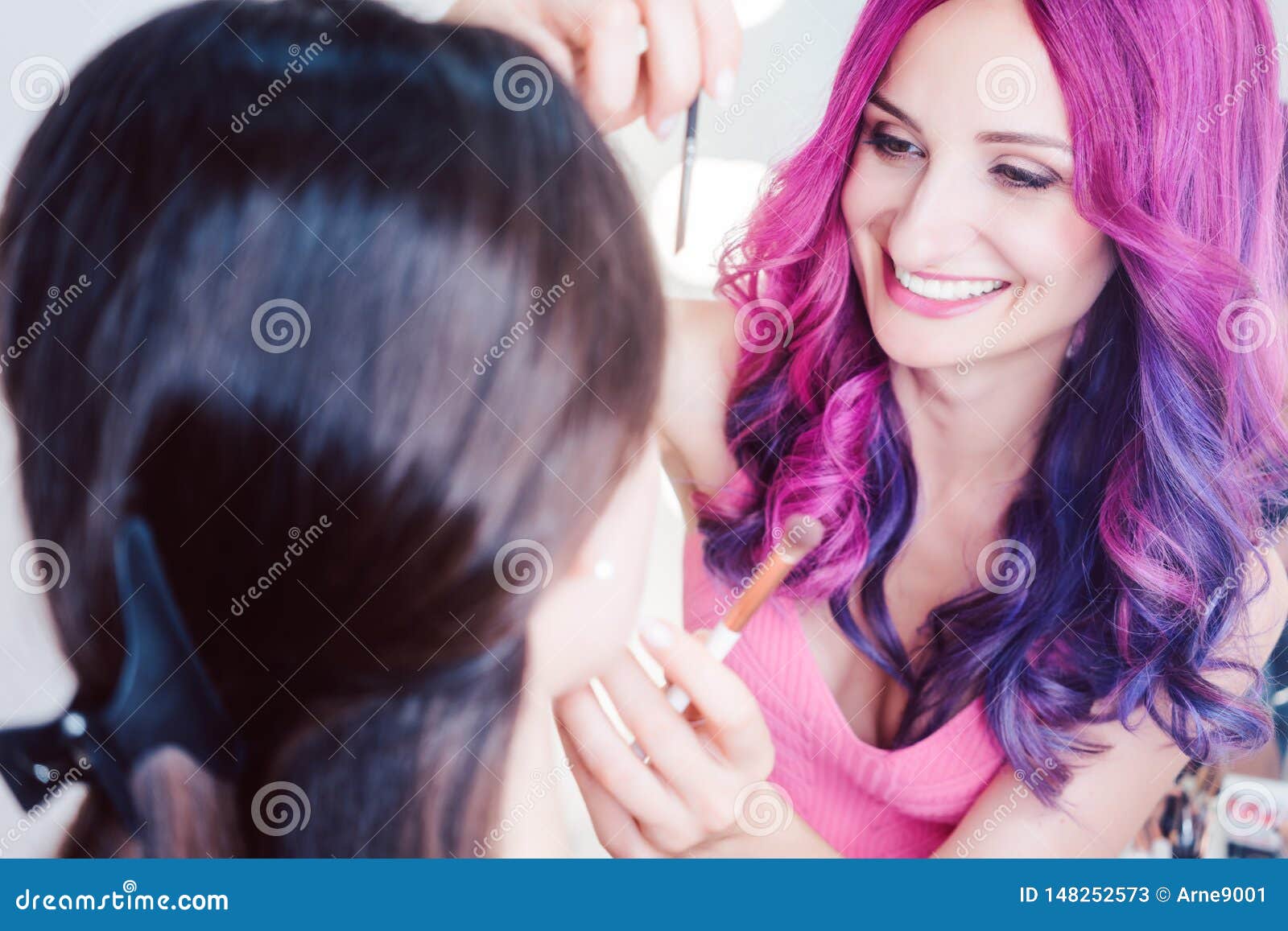 Make-up Artist Styling a Model in Her Studio Stock Image - Image of ...