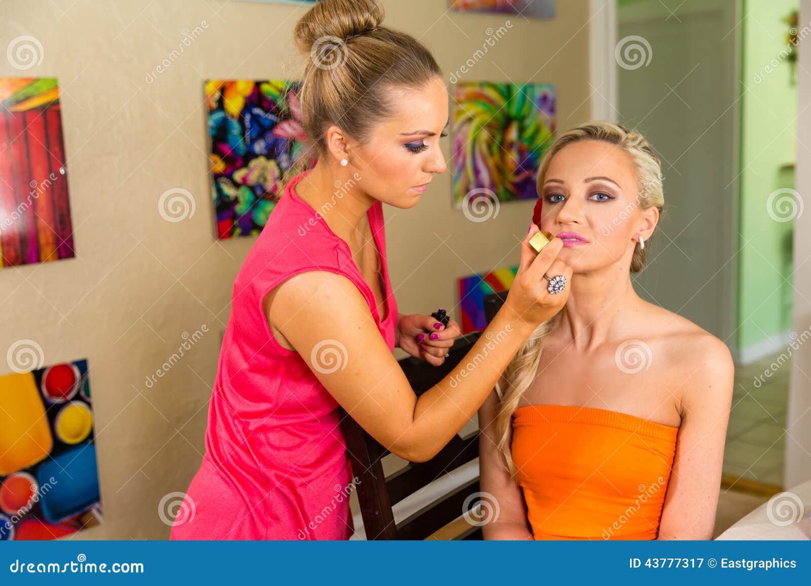 Make-Up Artist at Work Applying Make Up Stock Image - Image of face ...