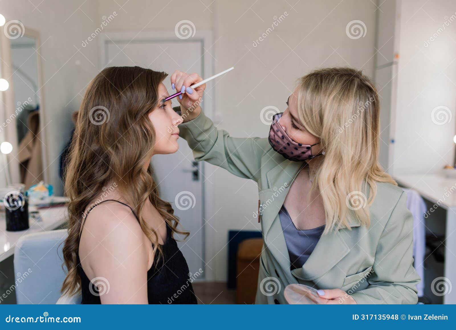 Make-up Artist Work in Her Studio with Model Stock Photo - Image of ...