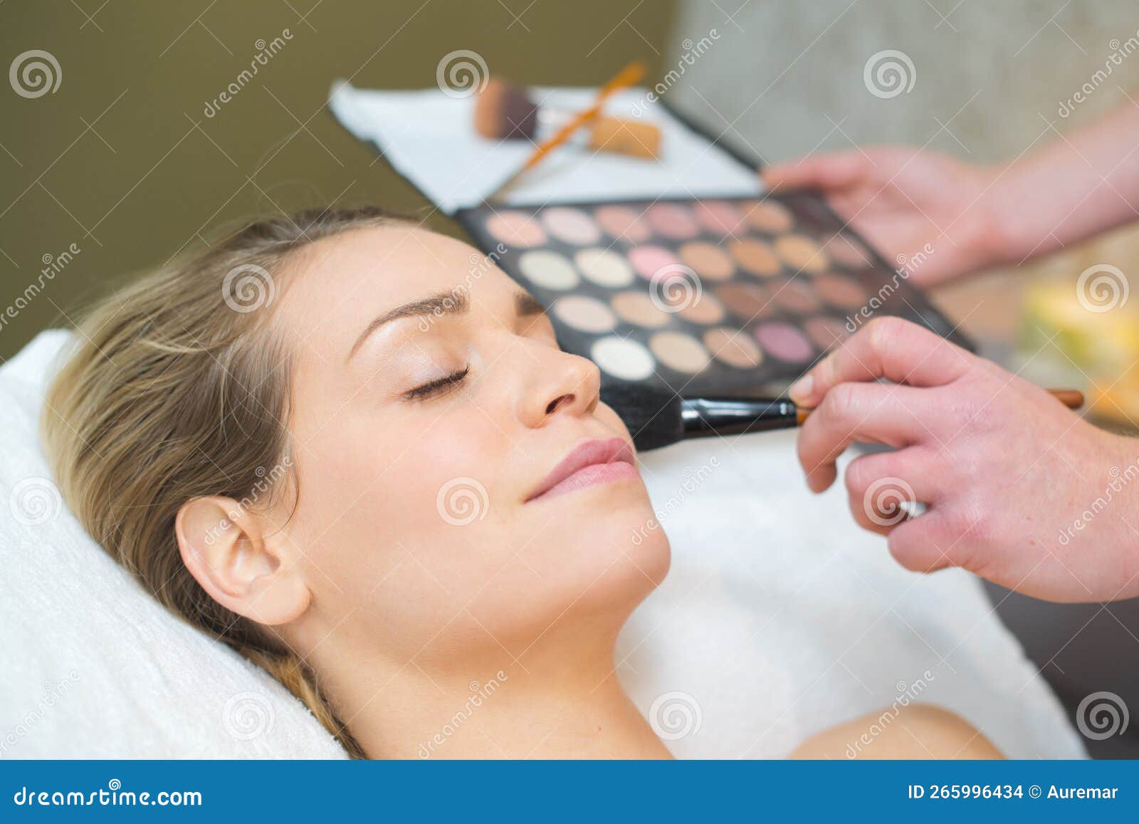 Make-up Artist Working with Beautiful Model Stock Photo - Image of ...