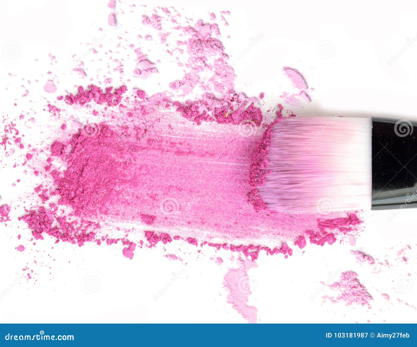 Make Up Blush on Crushed Pink Powder. Stock Image - Image of purple ...