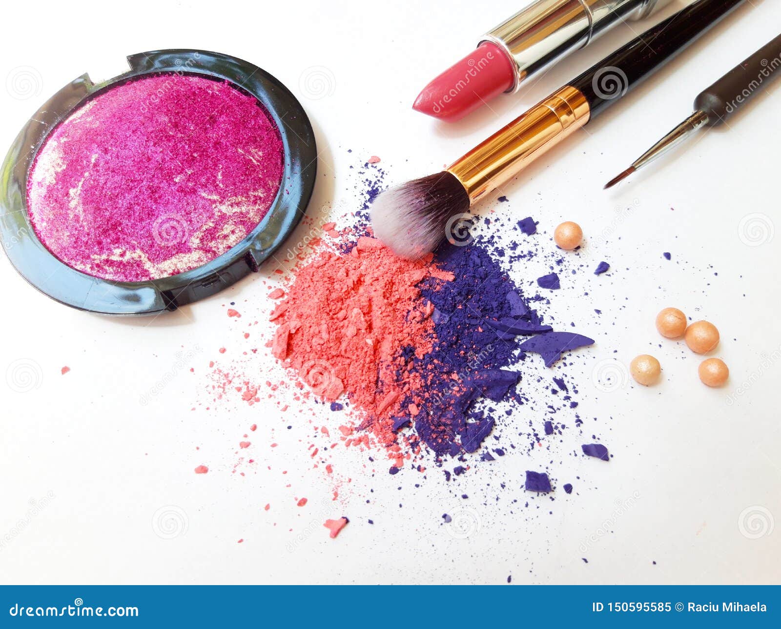 Make-up Brush on Colorful Make-up Powder Stock Image - Image of powder ...