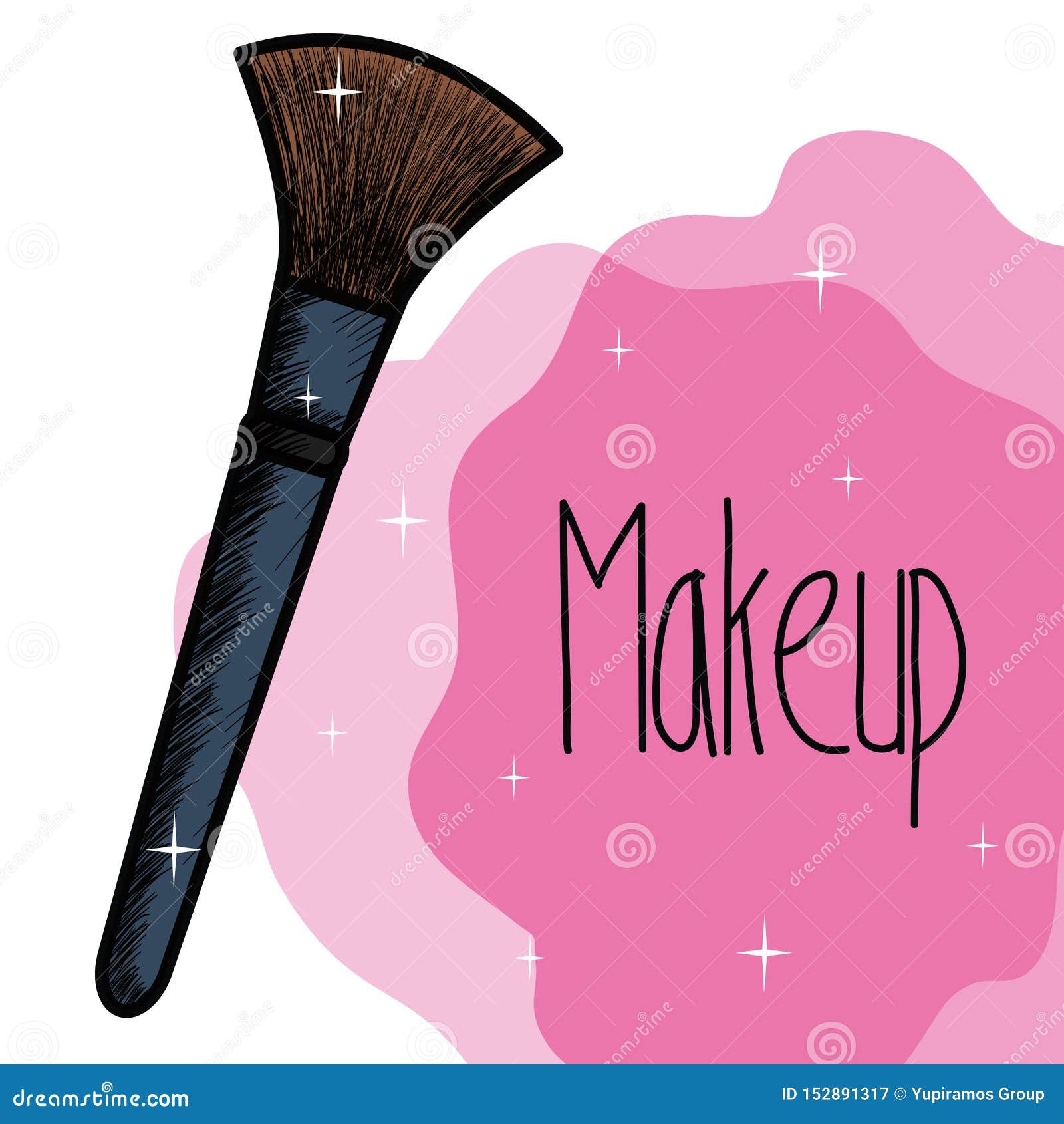 Make up brush drawing icon stock vector. Illustration of print - 152891317