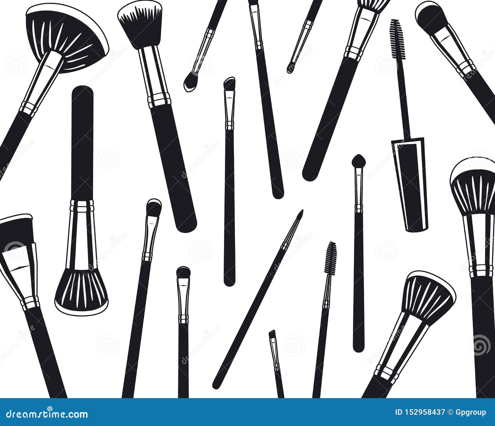 Make Up Brushes Accessories Pattern Stock Vector - Illustration of ...