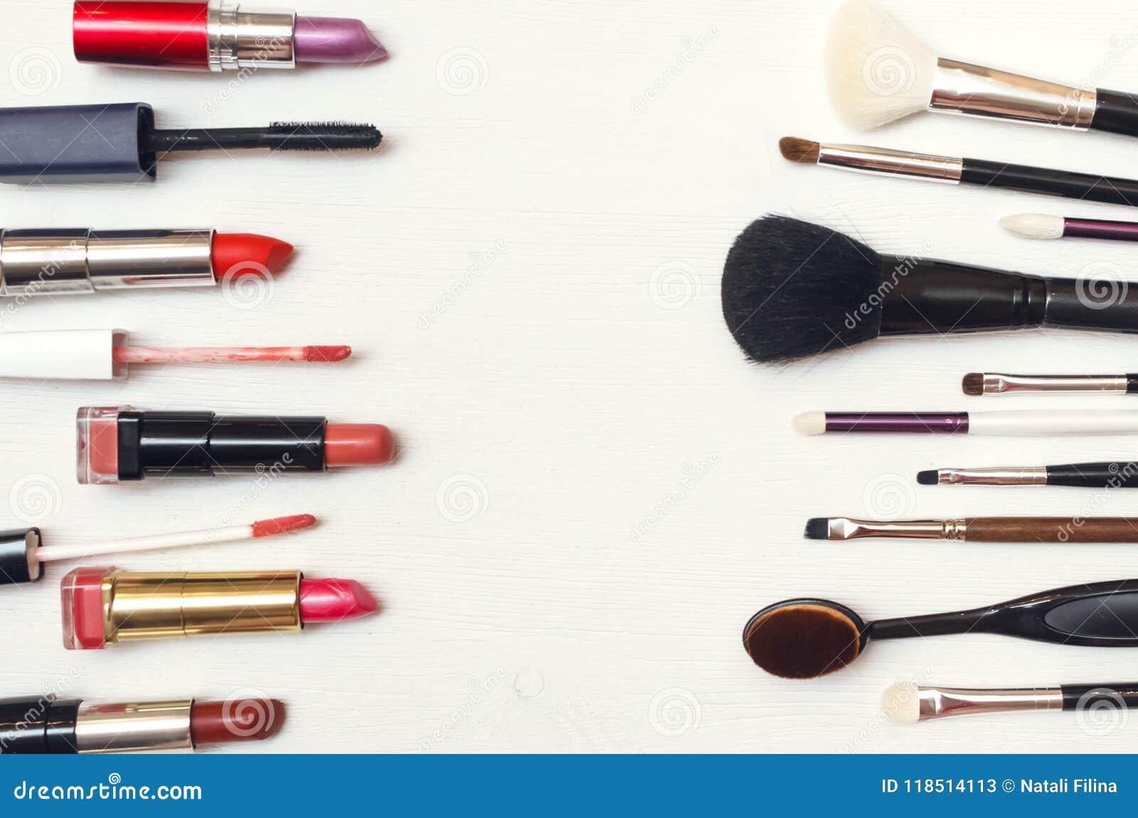 Make Up Brushes and Lipstick. Stock Image - Image of makeup, backdrop ...