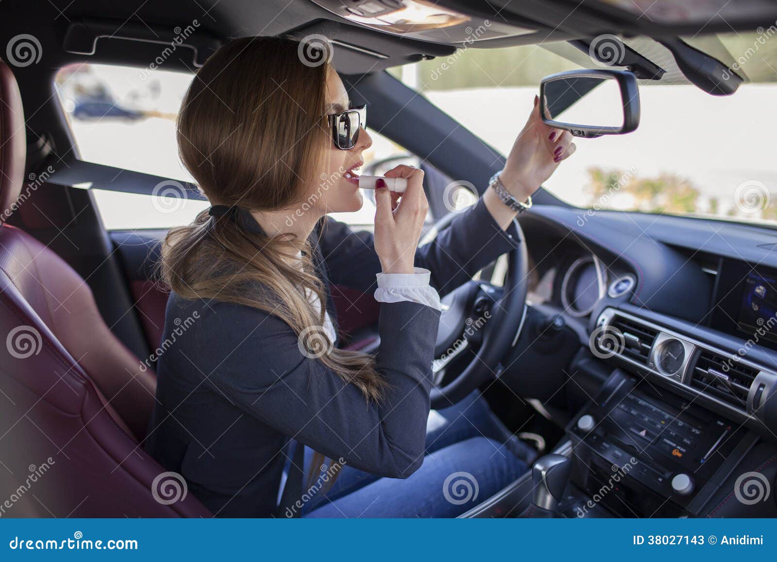 Make-up in the car stock image. Image of conceptual, portrait - 38027143
