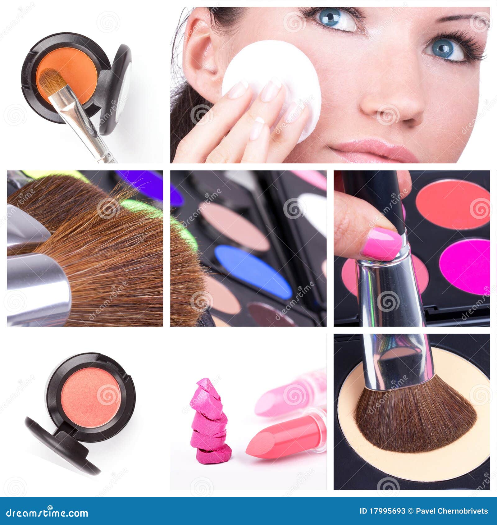 Make-up collage stock image. Image of color, cotton, colour - 17995693