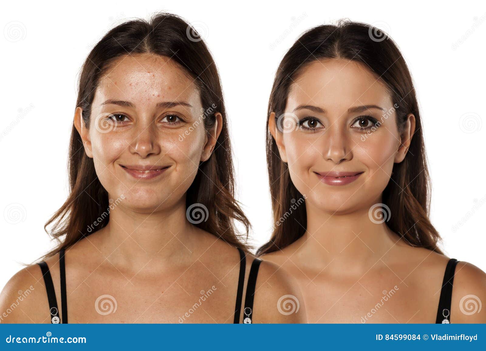 Before and after make up stock photo. Image of isolated - 84599084
