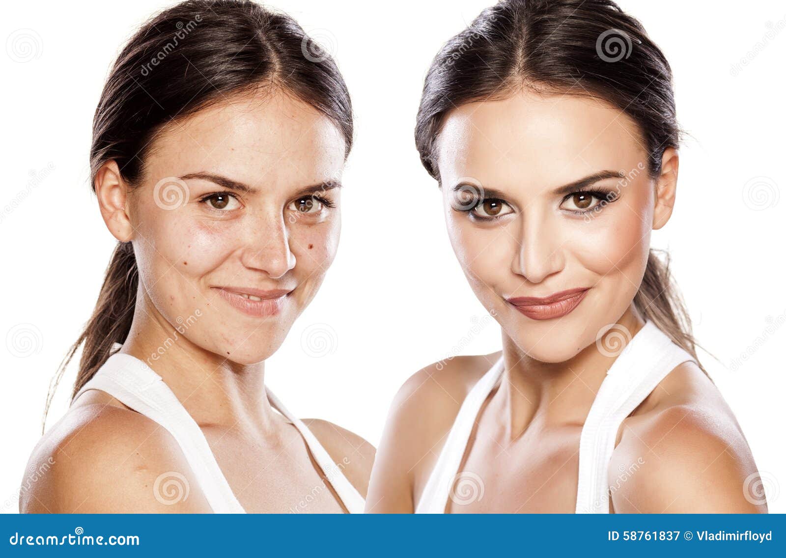 Before and after make up stock image. Image of eyes, closeup - 58761837