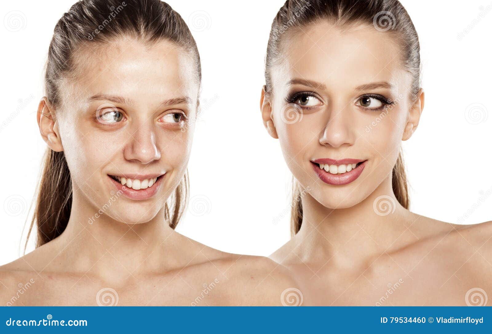 Before and after make up stock photo. Image of comparison - 79534460