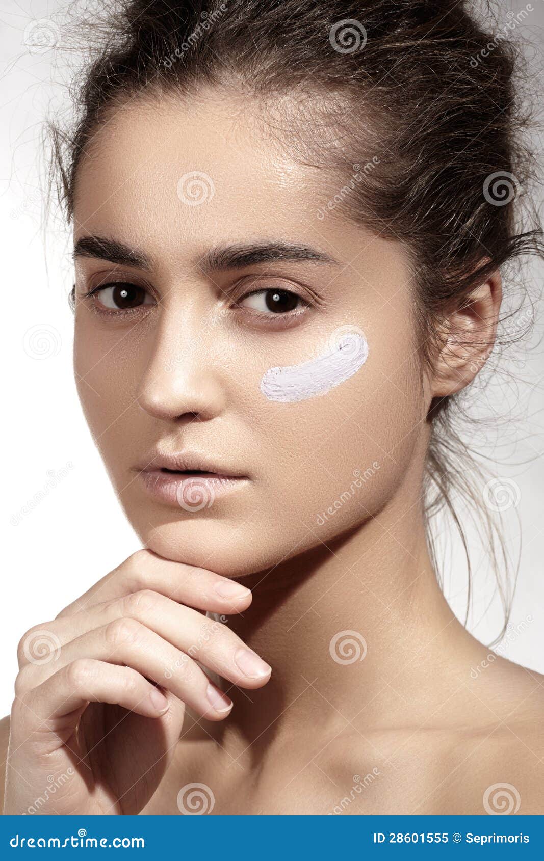 Make-up & Cosmetics. Beautiful Model with Clean Skin, Foundation ...