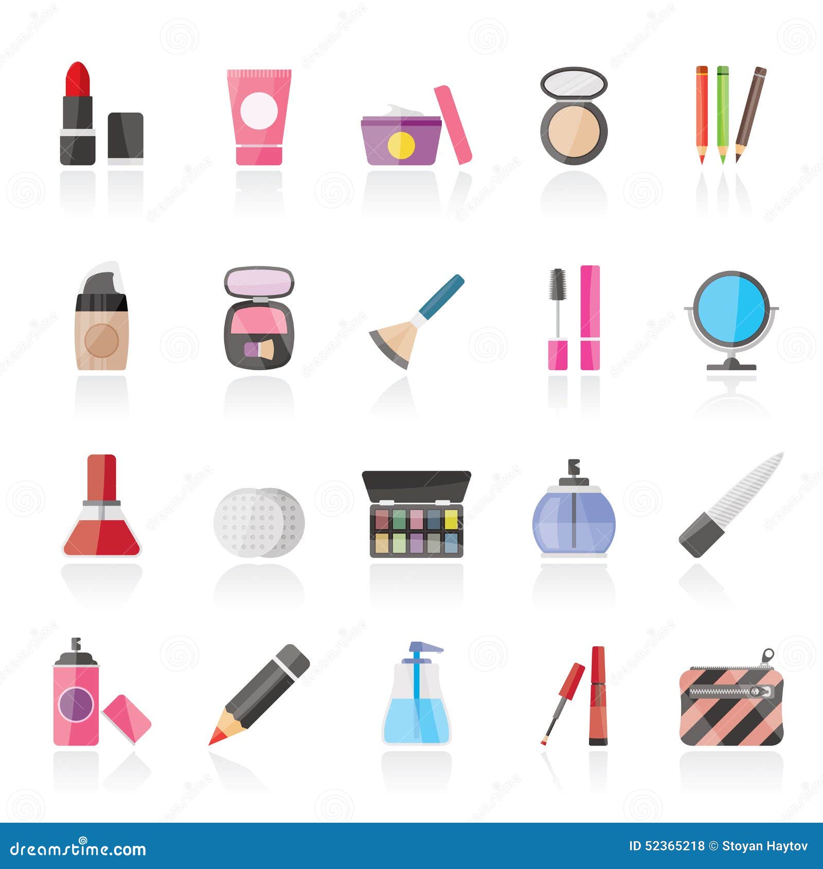 Make-up and Cosmetics Icons Stock Vector - Illustration of mirror ...