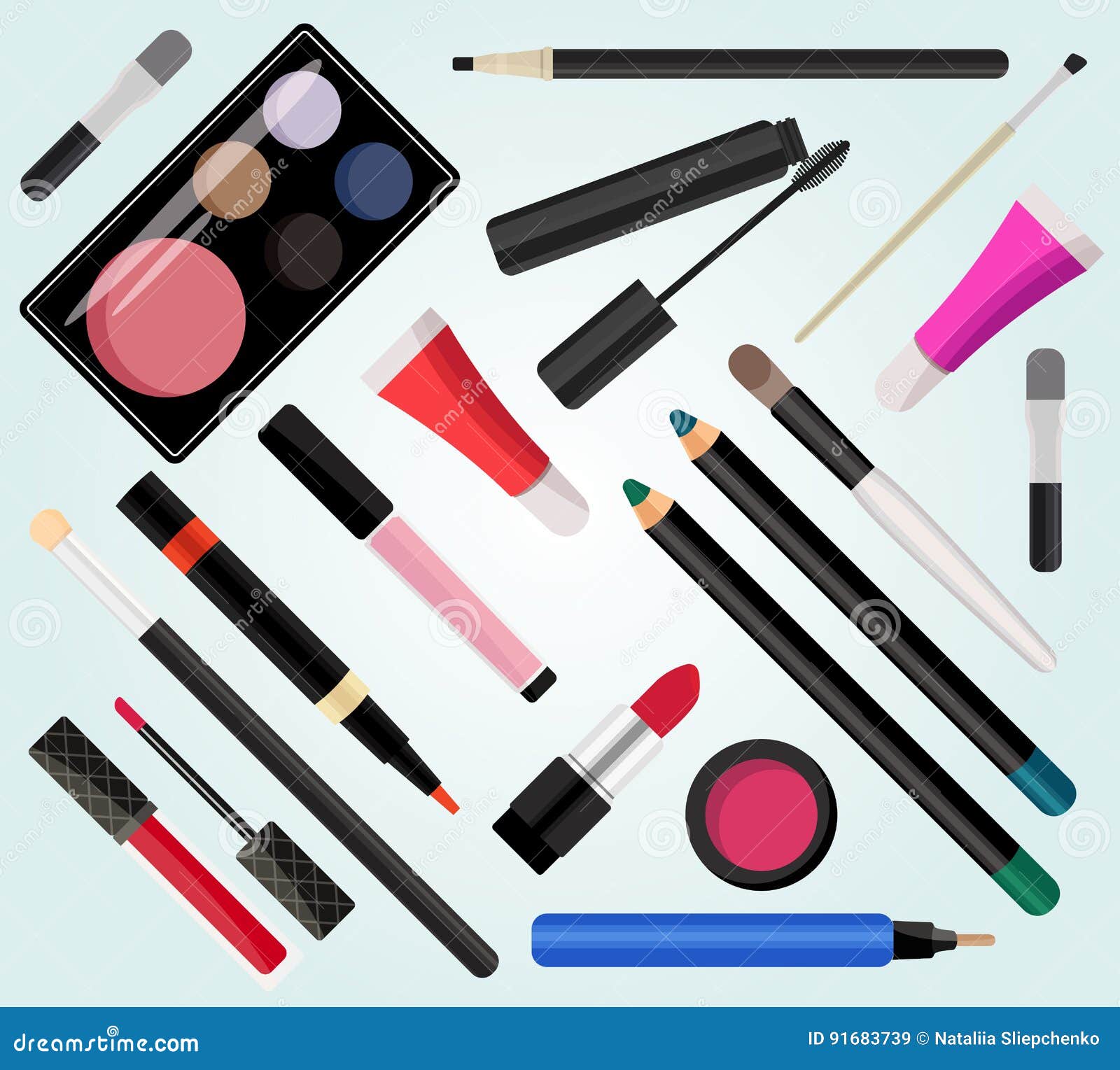 Make Up Cosmetics. Vector Illustration. Flat Style. Stock Vector ...