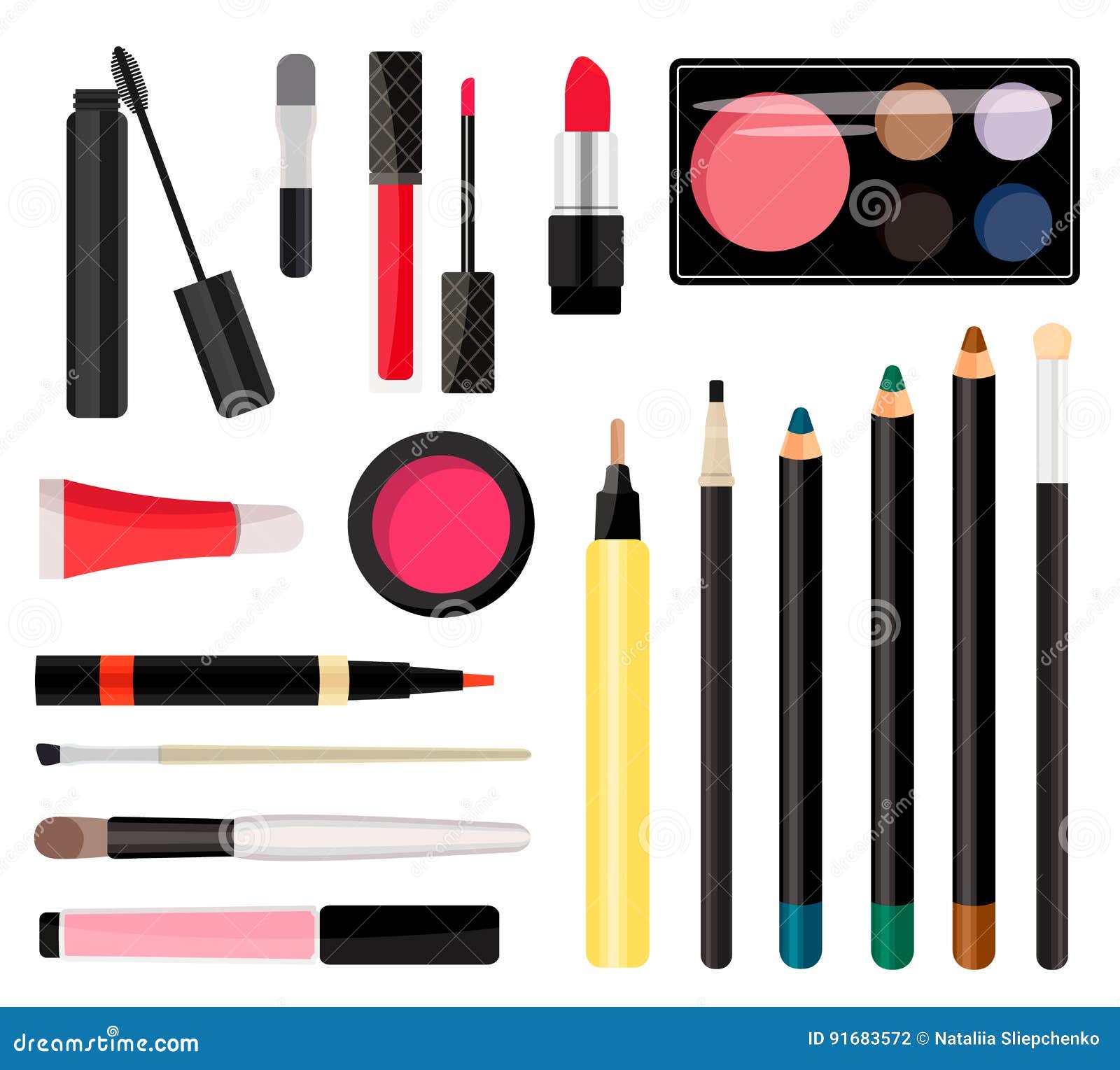 Make Up Cosmetics. Vector Illustration. Flat Style. Stock Vector ...