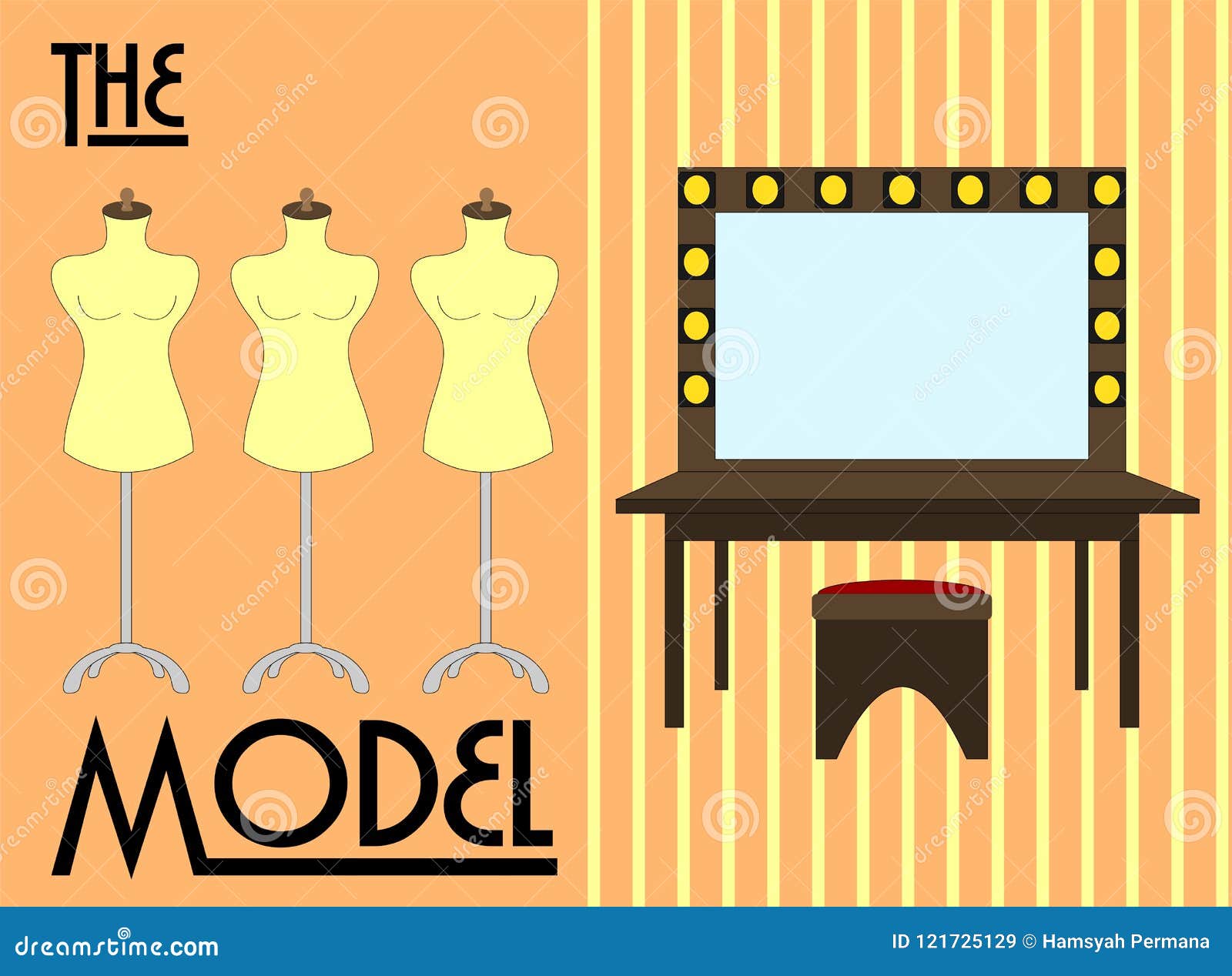 Make Up and Dressing Room Vector Illustration Stock Vector ...