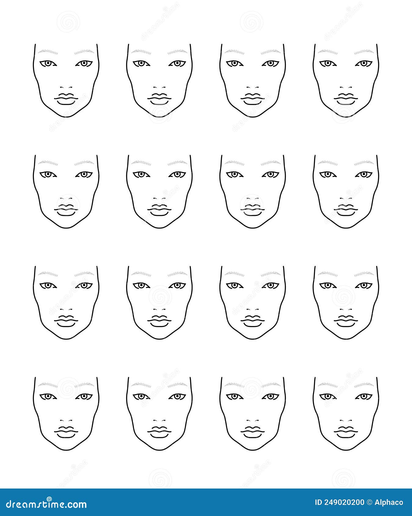 Make up face charts stock vector. Illustration of people - 249020200