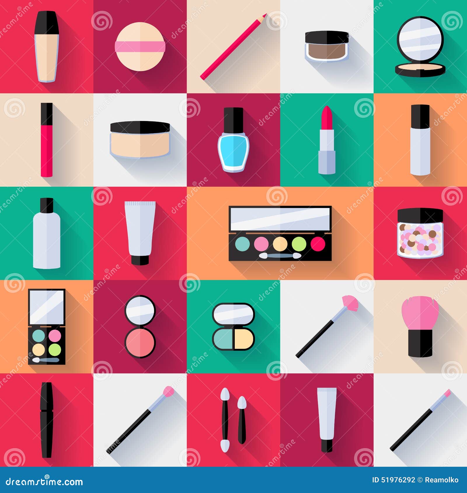 Make-up flat icons set stock vector. Illustration of elegance - 51976292