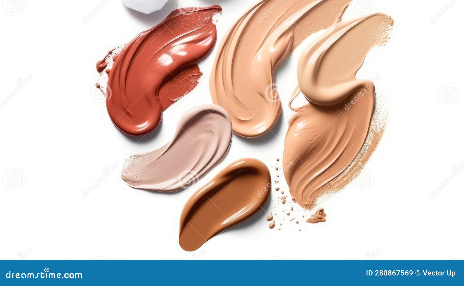 Make Up Foundation Smears Different Skin Tones Isolated Generative Ai Stock Illustration