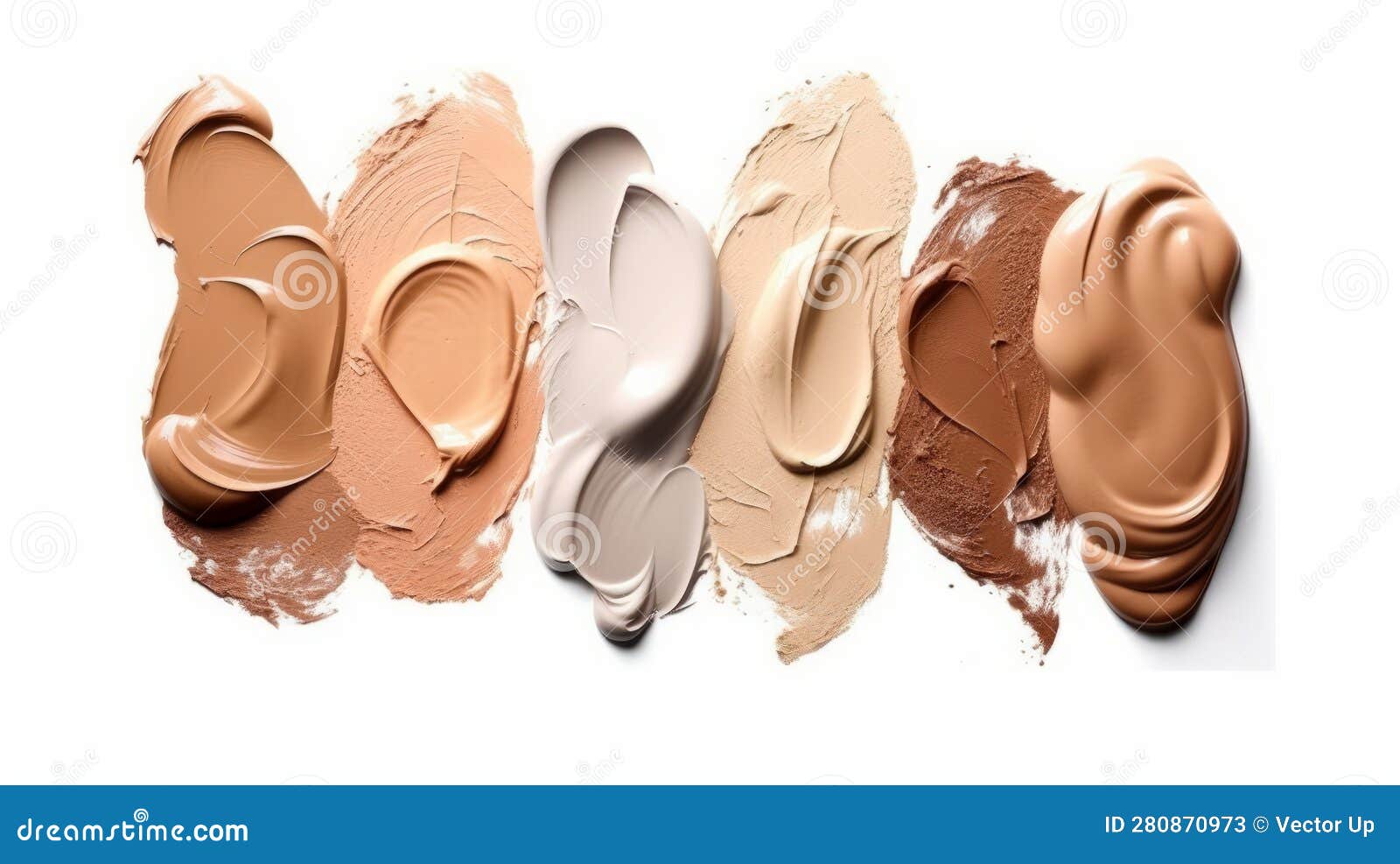 Make Up Foundation Smears Different Skin Tones Isolated Generative Ai Stock Illustration