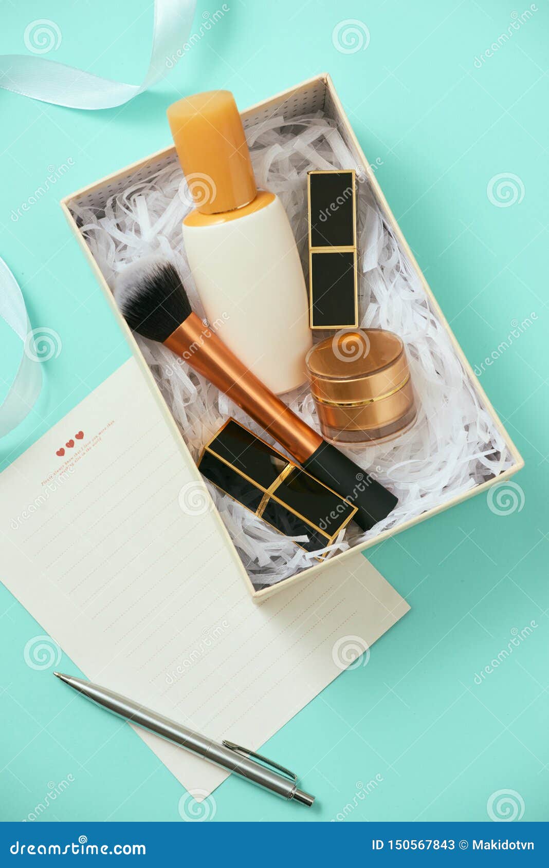 Make Up Gift Box with Serum, Blush, Brushes, Cream and Lipsticks ...
