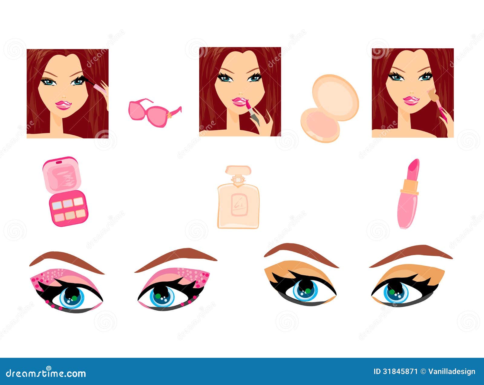 Make-up girl stock vector. Illustration of beauty, cartoon - 31845871