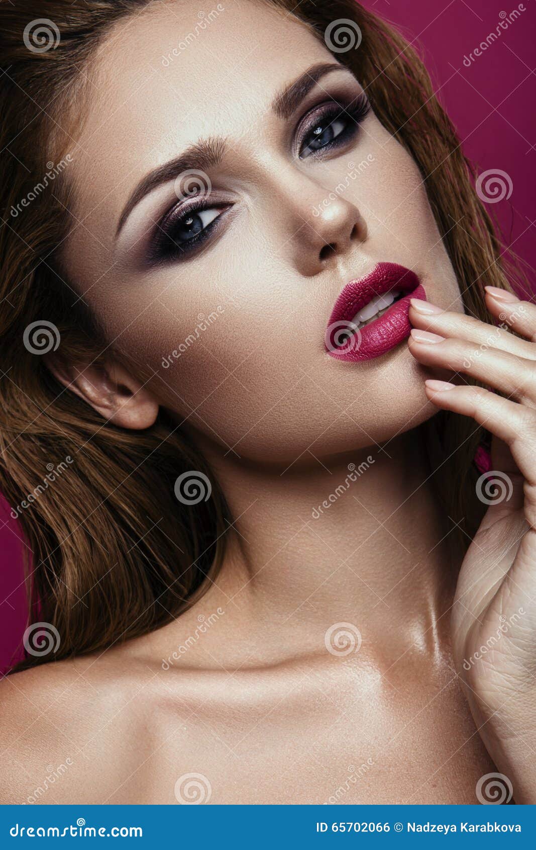 Make Up Glamour Portrait Of Beautiful Woman Model With Fresh Makeup