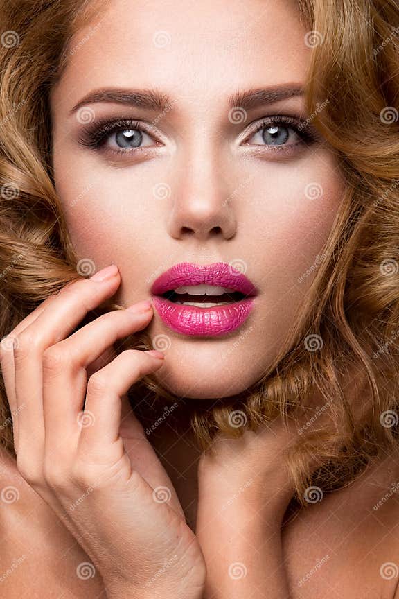 Make Up Glamour Portrait Of Beautiful Woman Model With Fresh Makeup