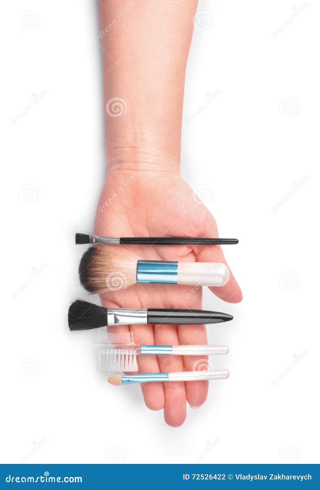 Make-up items on hand stock photo. Image of accessory - 72526422