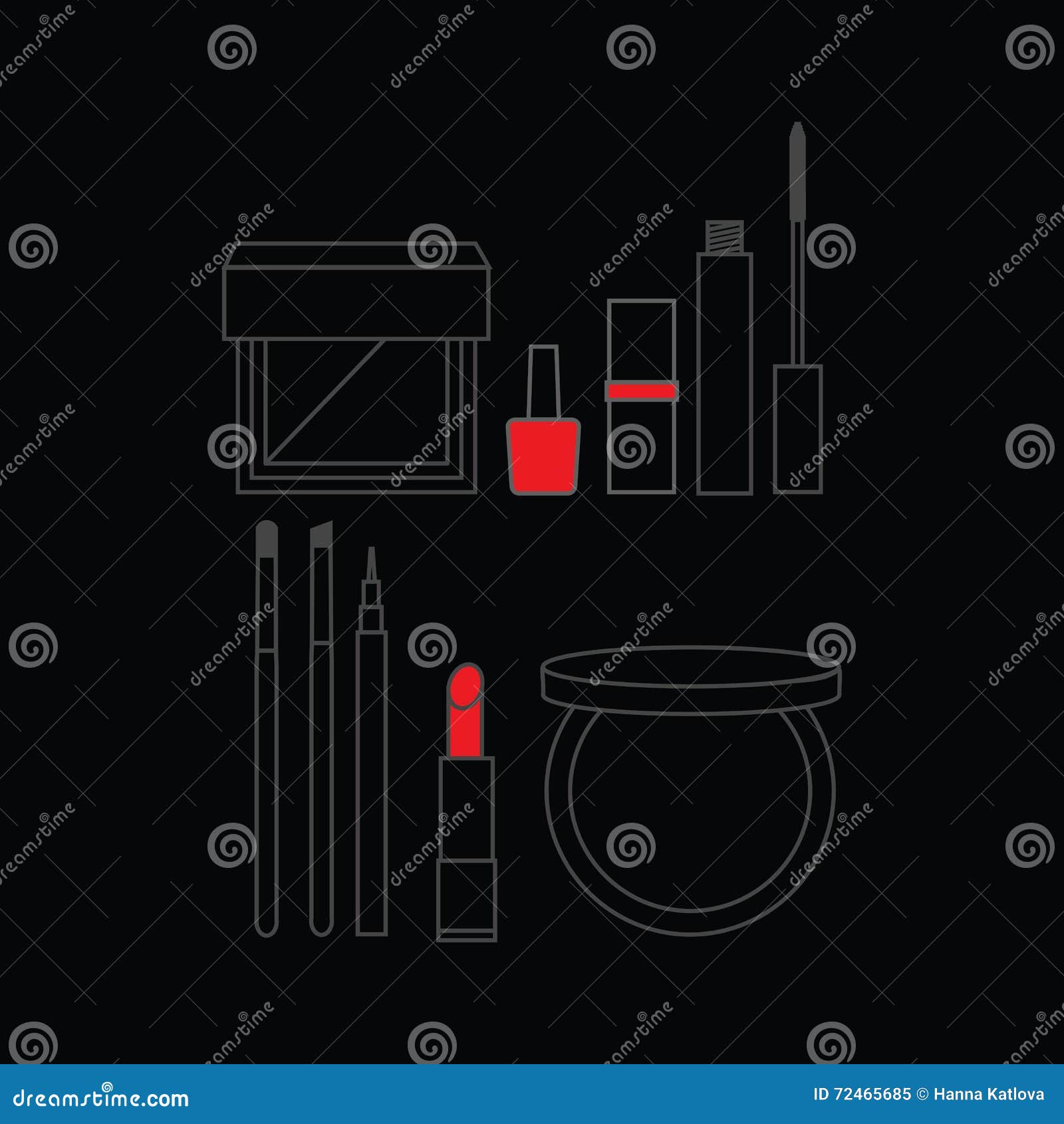 Make Up. Make Up Elements. Make Up Details.Flat Illustrat Stock ...