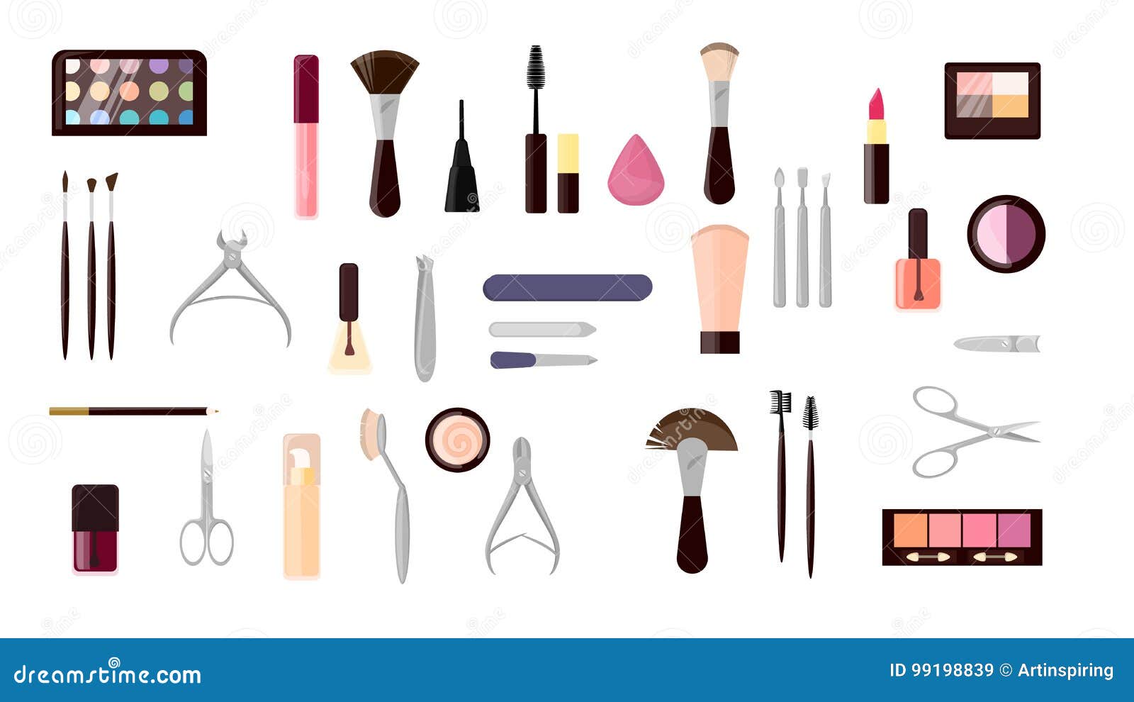 Make up set. stock vector. Illustration of glamour, collection - 99198839