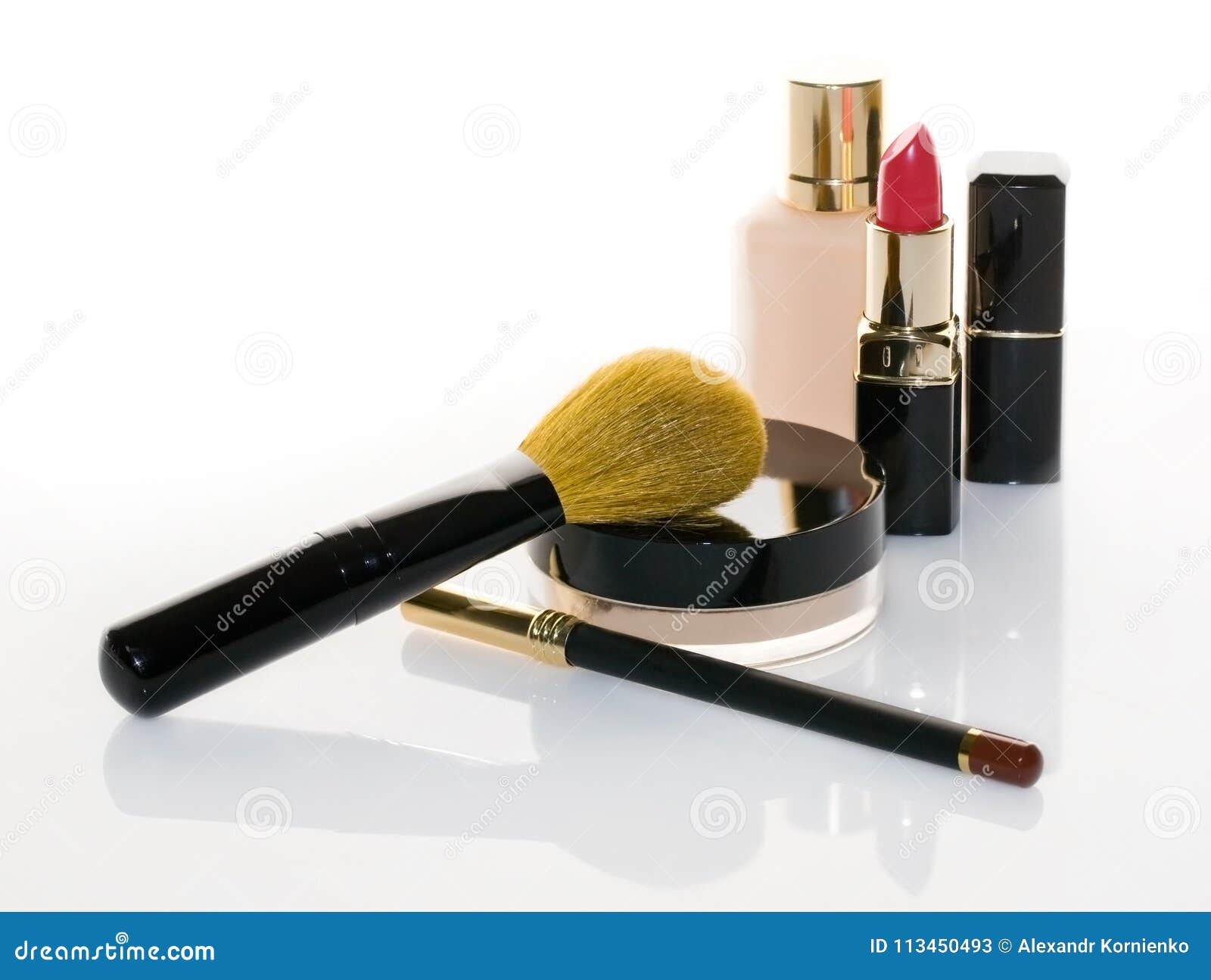 Make up objects on white stock image. Image of frame - 113450493