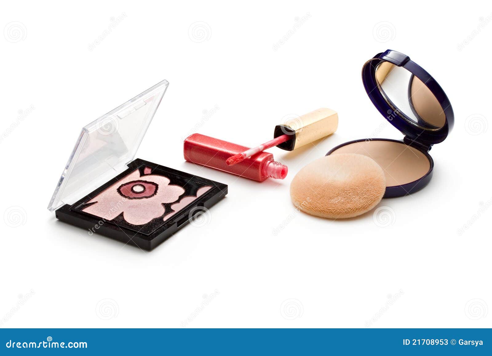 Make-up Powder in Box and Lipstick Stock Image - Image of fashion, face ...