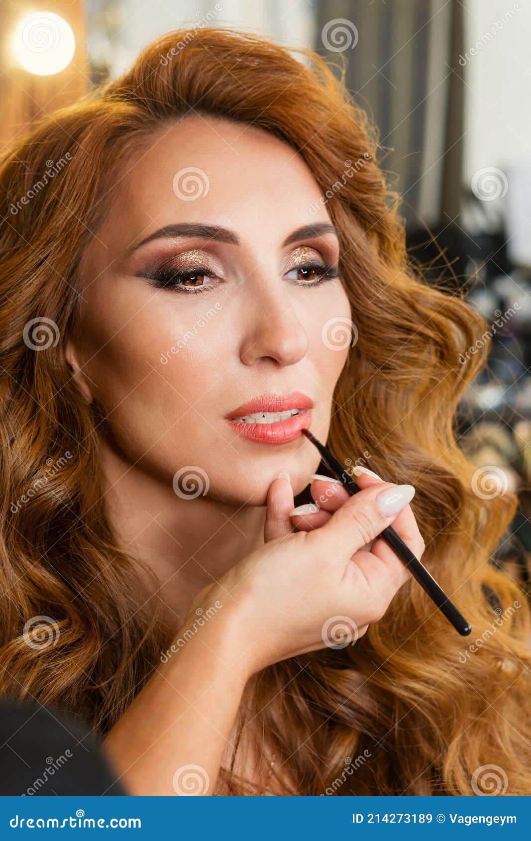 Make Up Preparation Process in Beauty Studio Stock Image - Image of ...