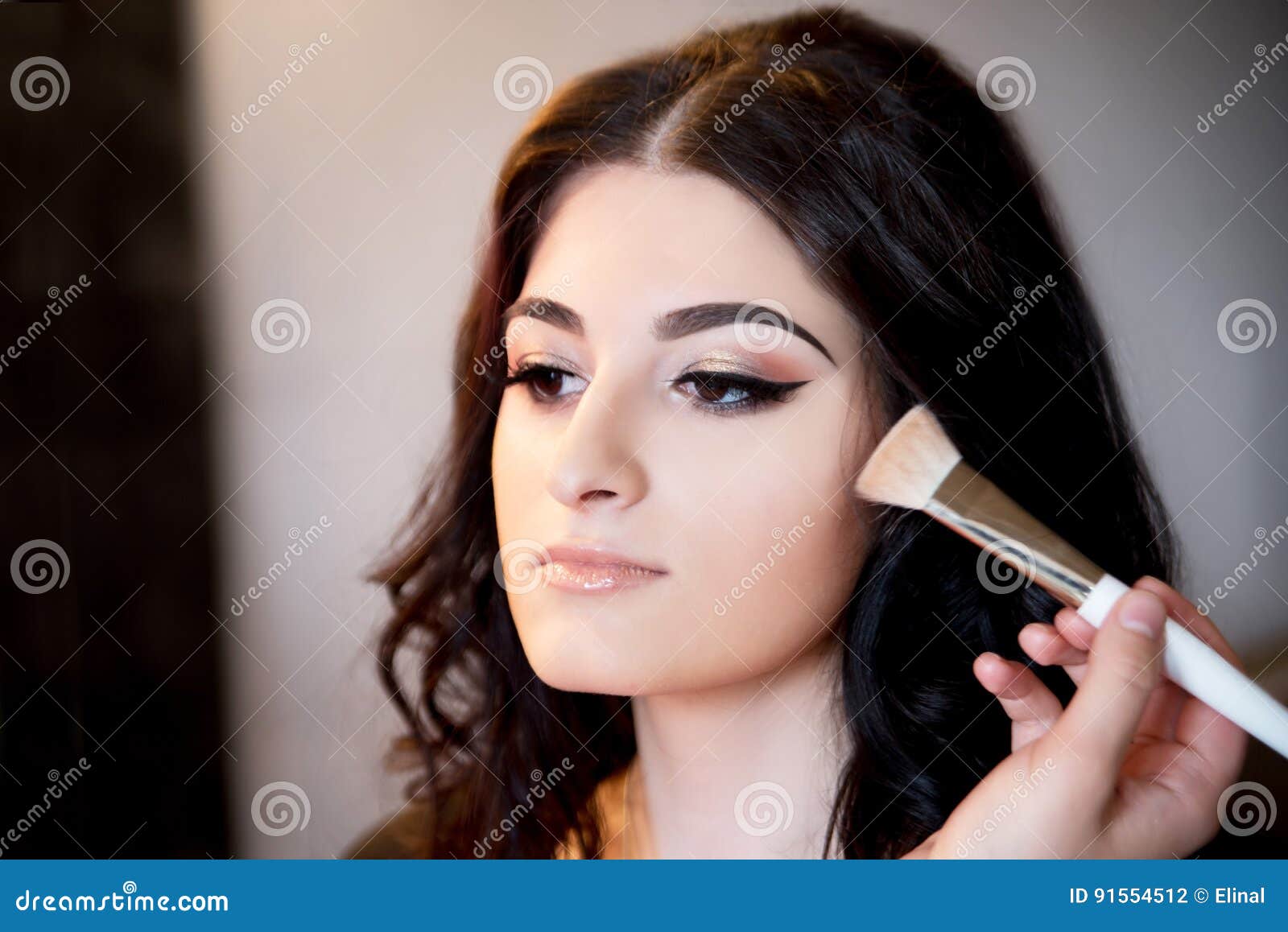 Make Up Process for Model with Brush. Beauty Stock Photo - Image of ...
