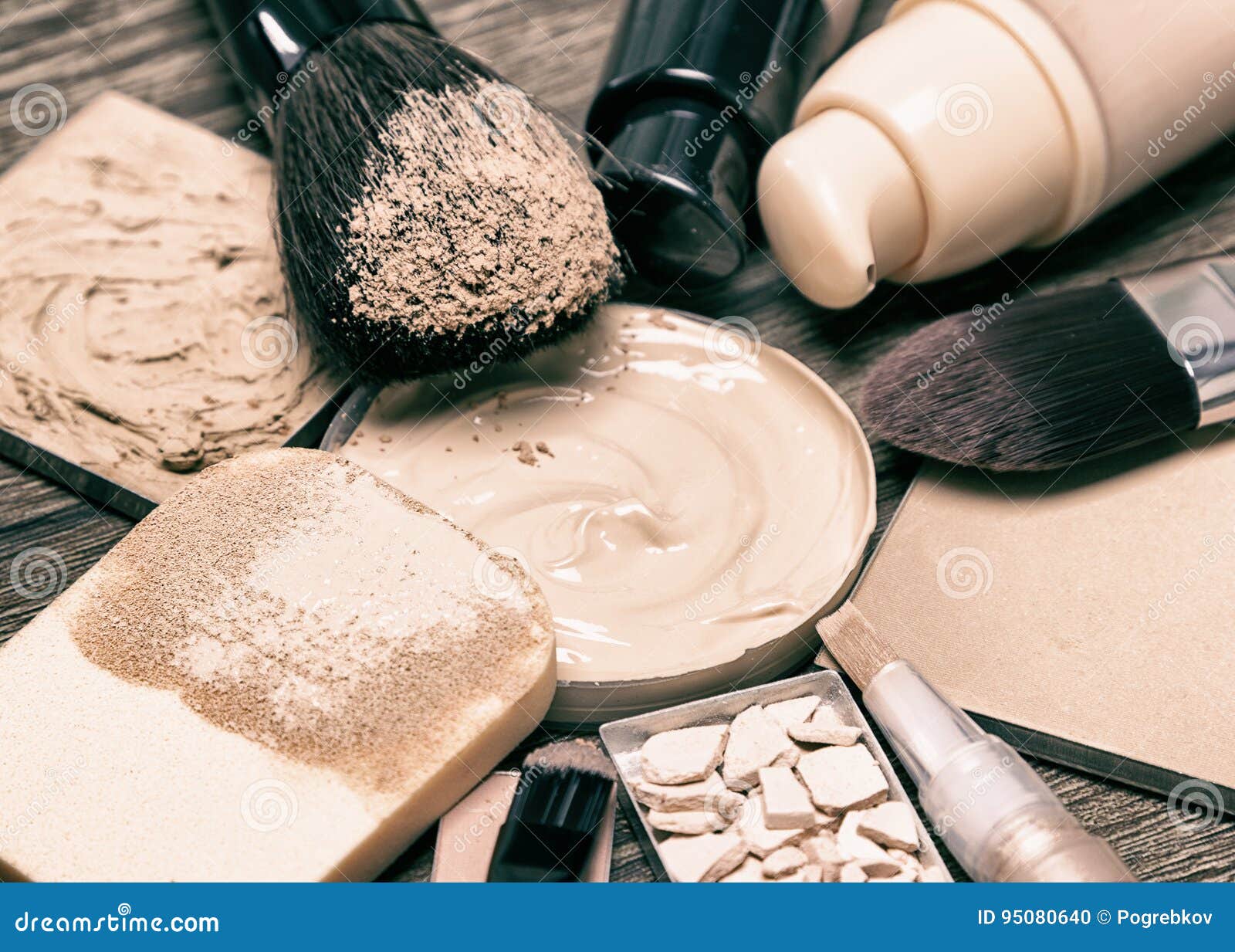 Make Up Products for Flawless Complexion Stock Photo - Image of cover ...