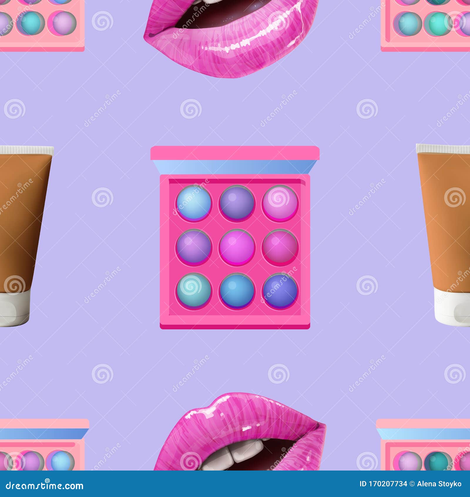 Make Up Seamless Pattern. Beauty Background with Cosmetic Products ... Make Up Seamless Pattern. Beauty Background with Cosmetic Products ...