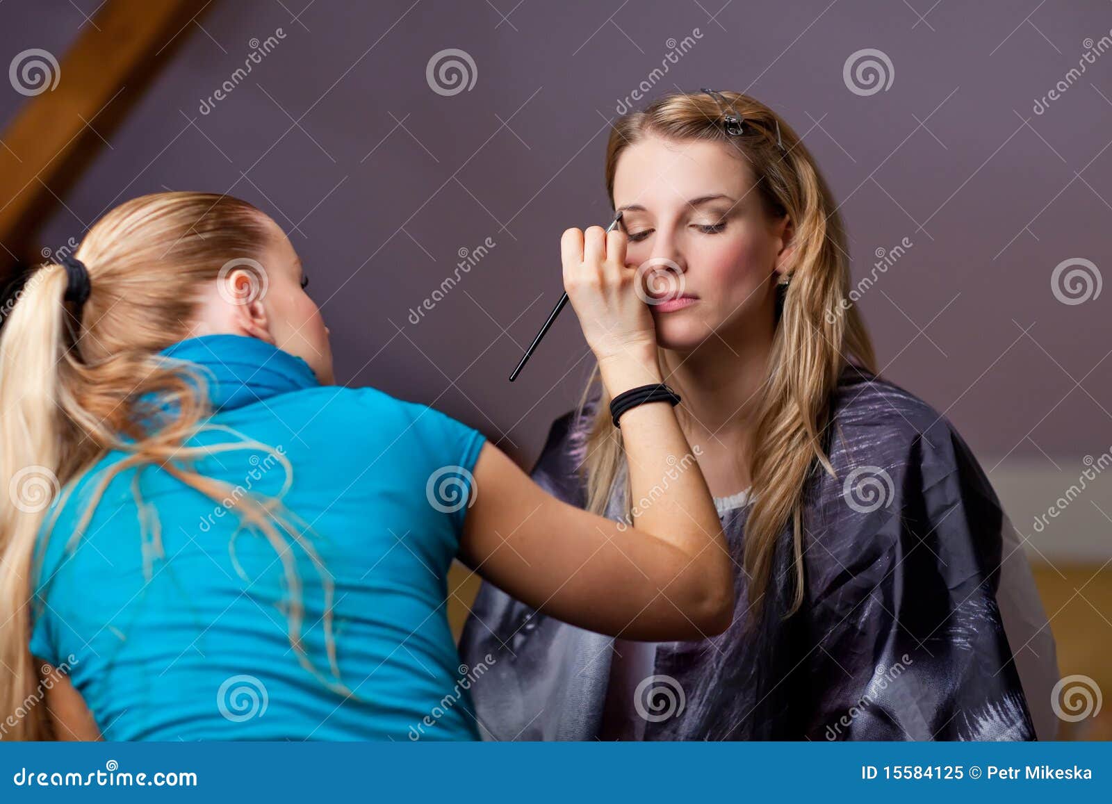 Make-up Session - Two Young Women Stock Image - Image of eyesshadow ...