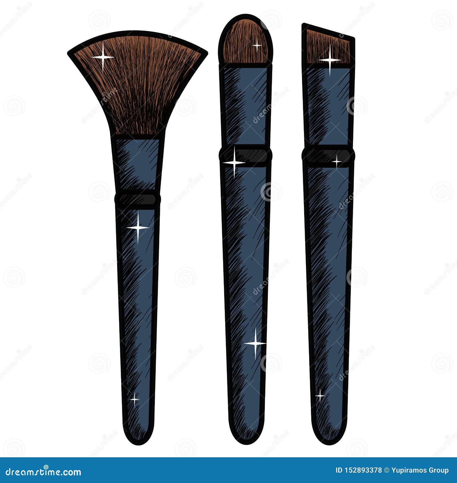 Make Up Set Brushes Drawing Stock Vector - Illustration of isolated ...