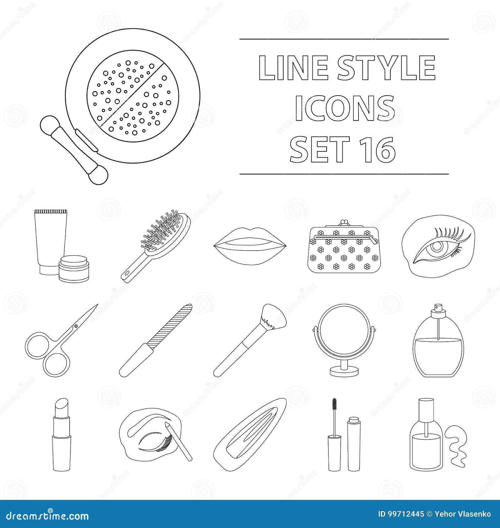 Make Up Set Icons in Black Style. Big Collection of Make Up Vector ...