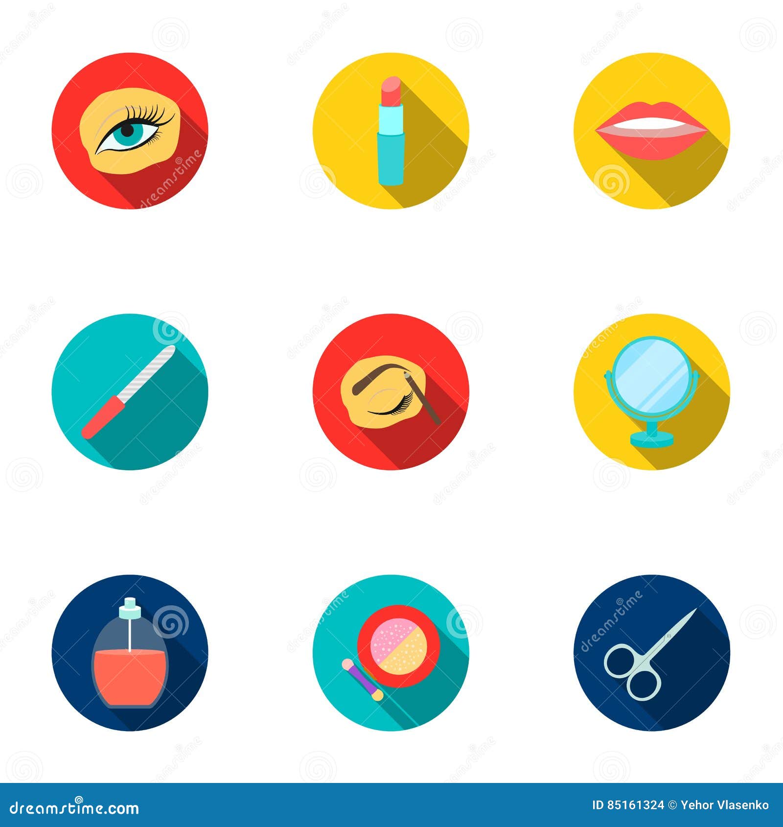 Make Up Set Icons in Flat Style. Big Collection of Make Up Symbol Stock ...