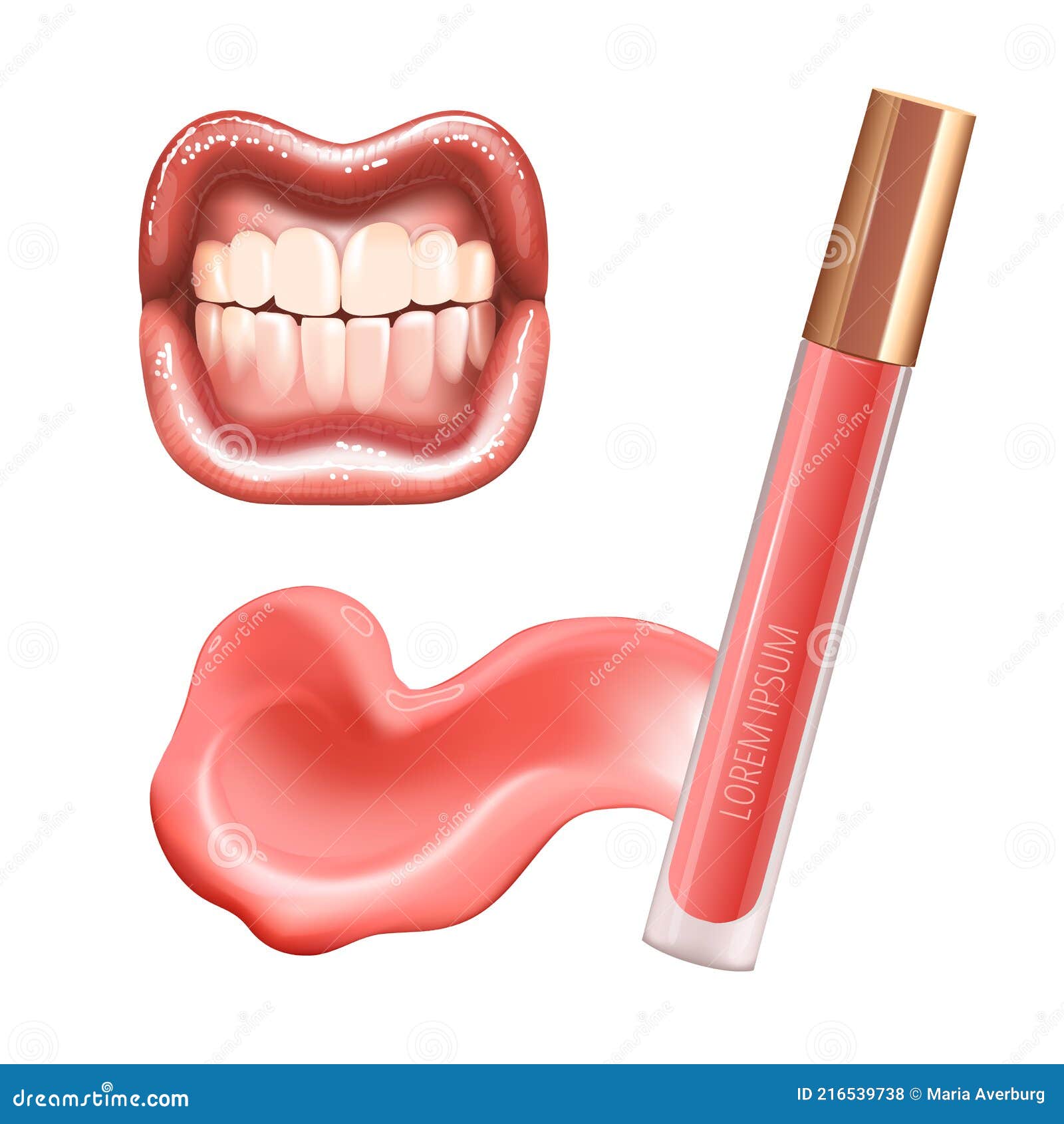 Make-up Set for Lips with Realistic Creme Smear, Realistic Glossy ...