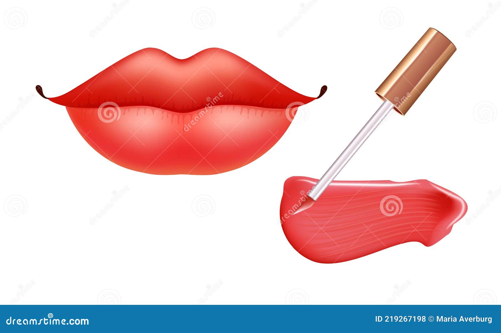Make-up Set for Lips with Realistic Creme Smear, Realistic Liquid ...