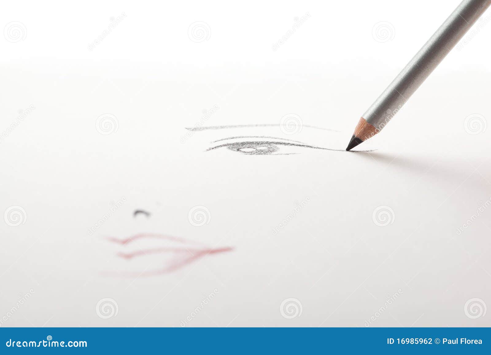 A Make-up Sketch, Black Eye Liner Pencil Drawing Stock Photo - Image of ...