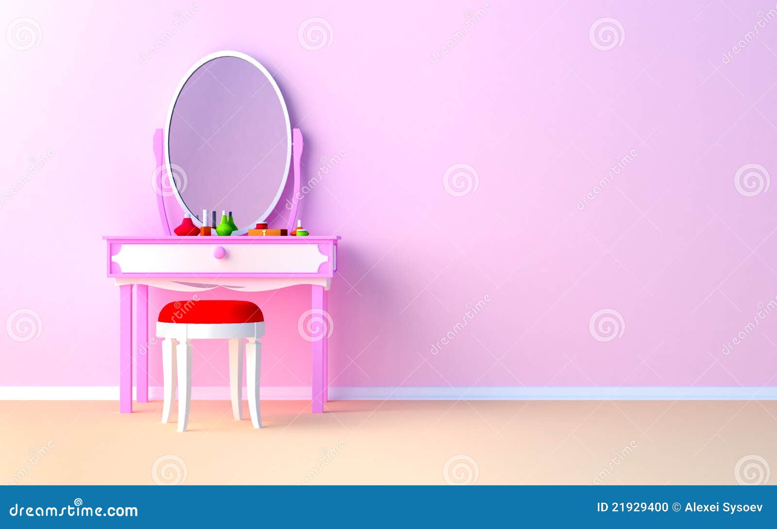 Make up table at the wall stock illustration. Illustration of sweet ...