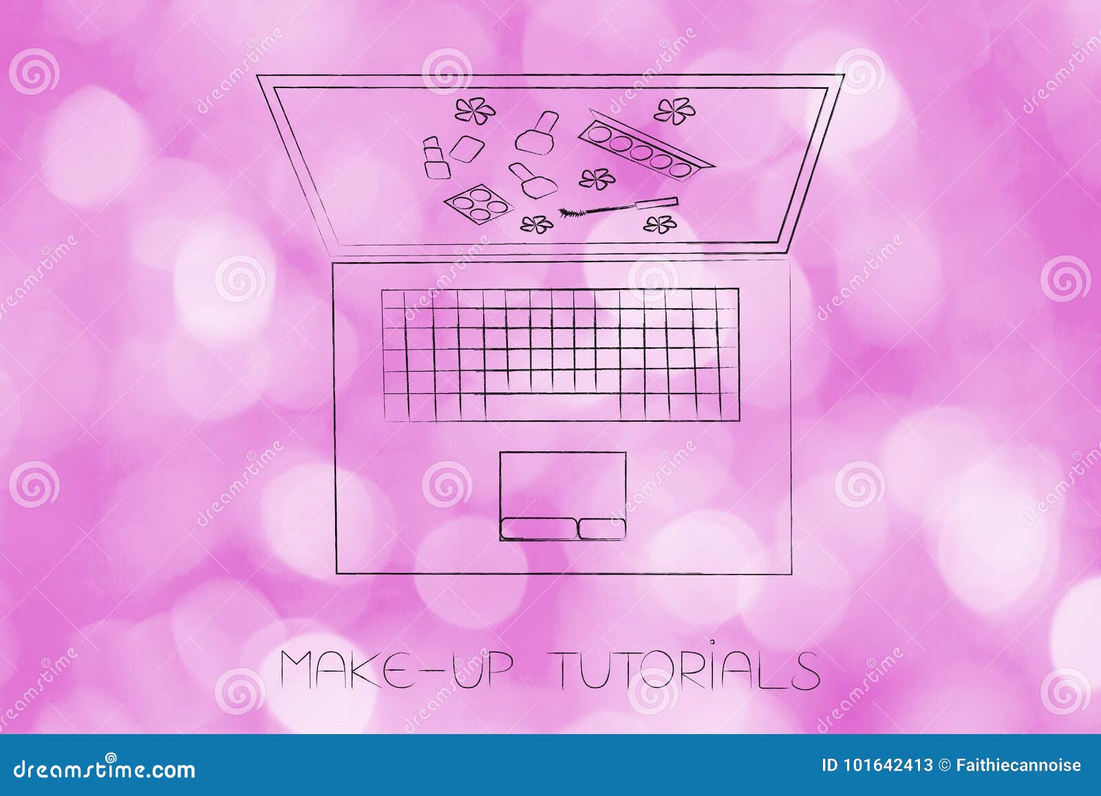 Laptop with Make-up Products or Tutorial on the Screen Stock ...