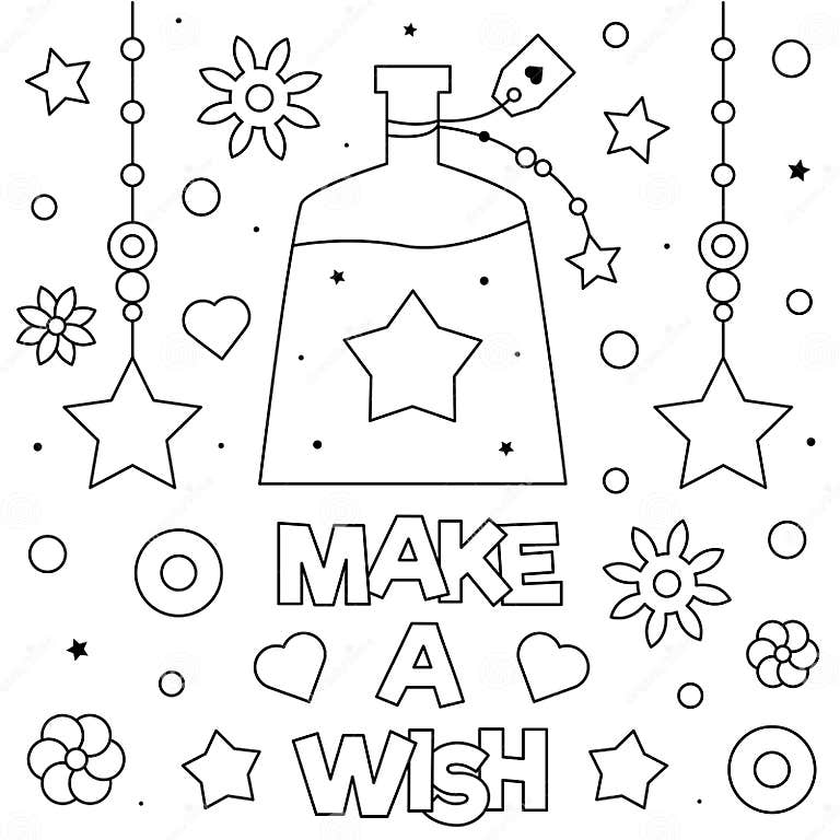 Make a Wish. Coloring Page. Vector Illustration. Stock Vector ...