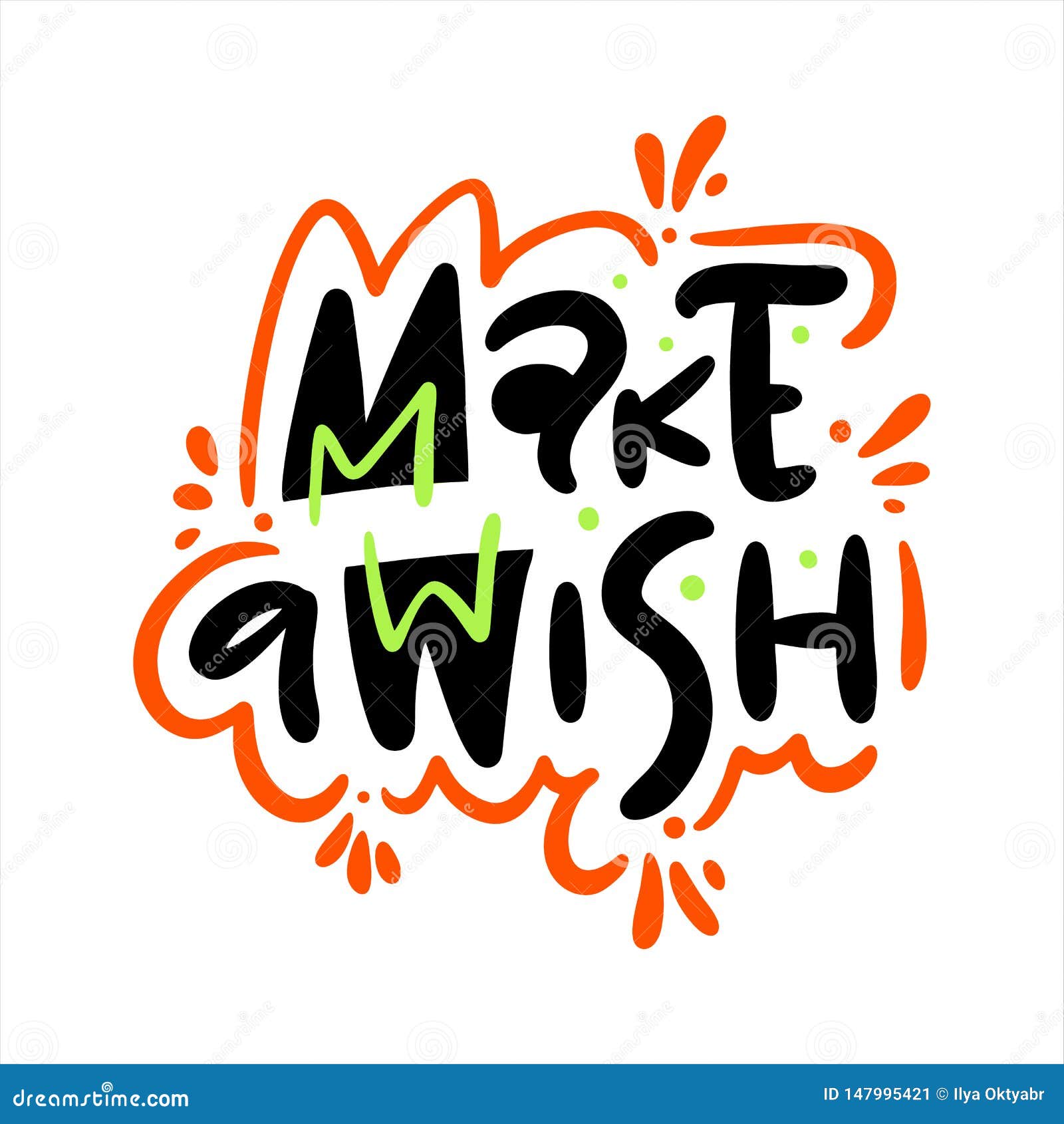 Make a Wish. Hand Drawn Vector Lettering. Motivation Phrase Stock ...