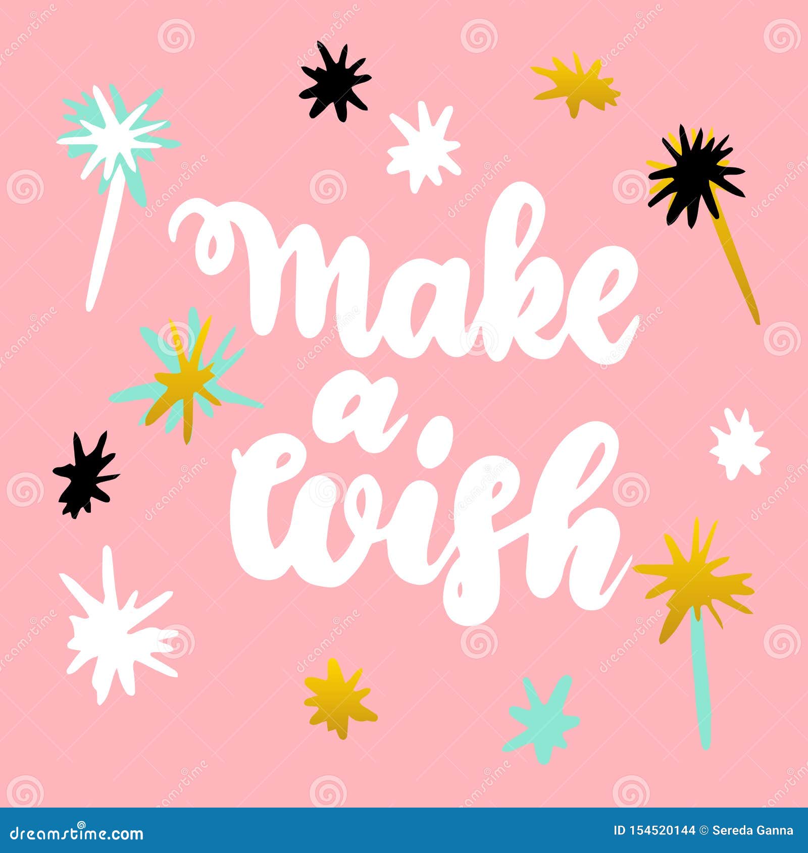 Make a Wish Handwritten Postcard Stock Vector - Illustration of ...